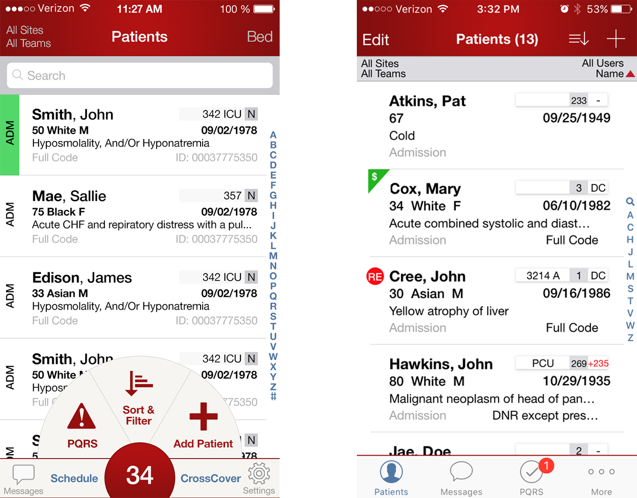 Left: Before the redesign Right: After the redesign